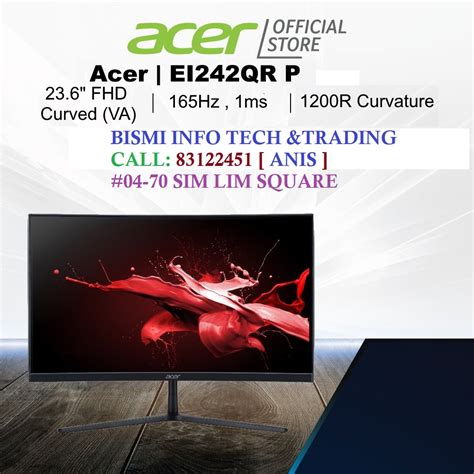 Acer Ei Qr P Fhd Curved Gaming Monitor Hz Refresh Rate Ms Response Time Years