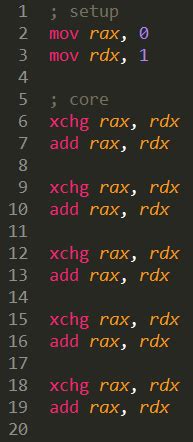 Simplest Fibonacci Assembly Code Mavlevin