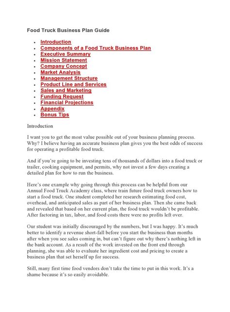 29 Proven Food Truck Business Plans Pdf Word How To Write A Food