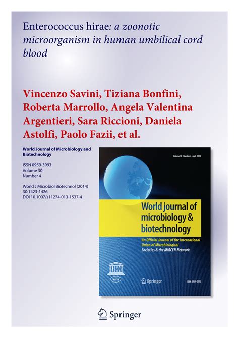 Pdf Enterococcus Hirae A Zoonotic Microorganism In Human Umbilical Cord Blood