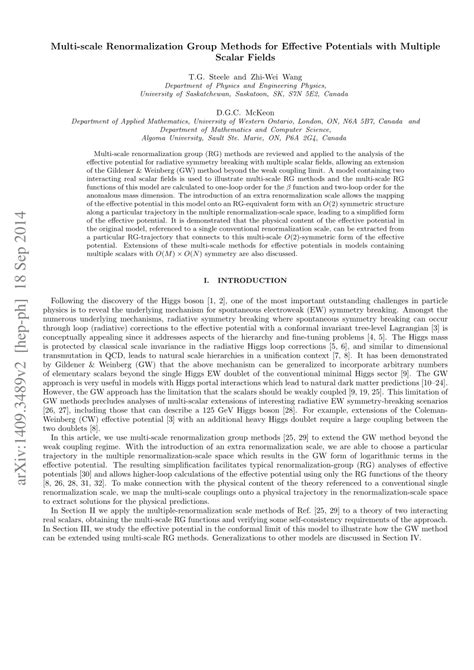 Pdf Multi Scale Renormalization Group Methods For Effective