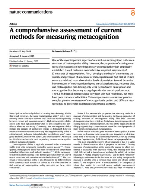 A Comprehensive Assessment Of Current Methods For Measuring
