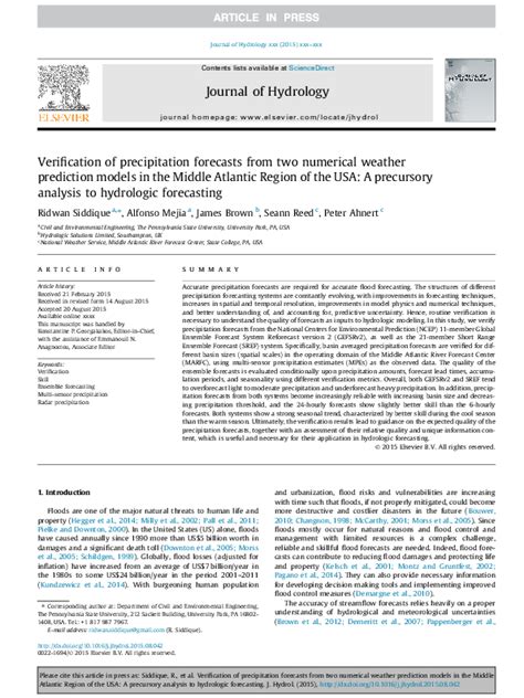 Pdf Verification Of Precipitation Forecasts From Two Numerical