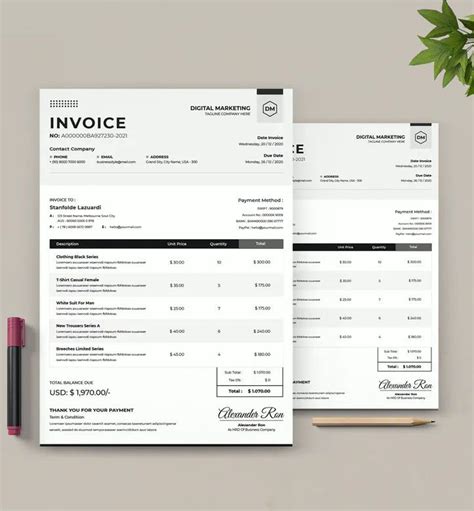 Digital Marketing Invoice Template Invoice Design Invoice Design Template Business Card