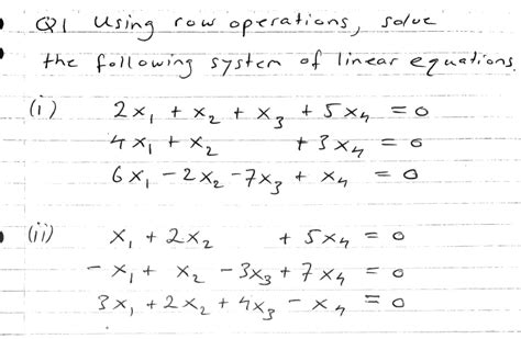 Solved 1 Using Row Operations Gaussian Elimination Determine The