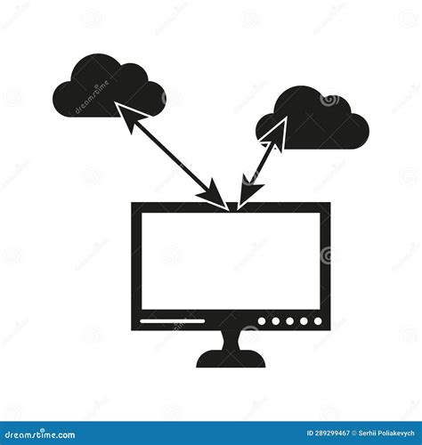 Computer Display Icon Clouds Computer Monitor Vector Illustration Eps 10 Stock Illustration