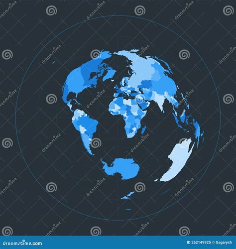 World Map Azimuthal Equidistant Projection Cartoon Vector 262149925