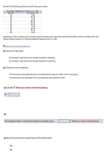 Solved Click Here For The Excel Data Fileanswer The
