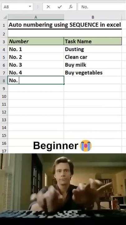 Auto Numbering Using Sequence In Excel 💯 Exceltutorial Exceltips Exceltricks Spreadsheets