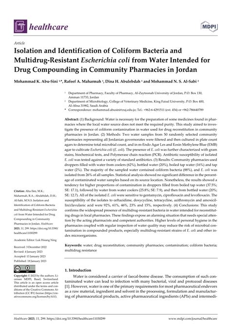 Pdf Isolation And Identification Of Coliform Bacteria And Multidrug