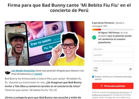 Recogen Firmas Para Que Bad Bunny Cante Mi Bebito Fiu Fiu En Perú