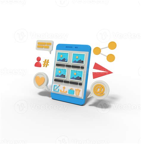 3d Illustration Of Image Gallery App On Mobile 10986639 Png