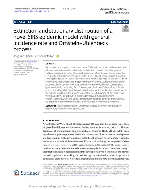 Pdf Extinction And Stationary Distribution Of A Novel Sirs Epidemic