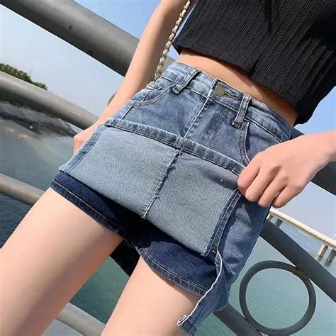 Denim Short Skirt Split Anti Smell Culottes Kawaii Exy Skirt For Sex Jeans Skirt For Women
