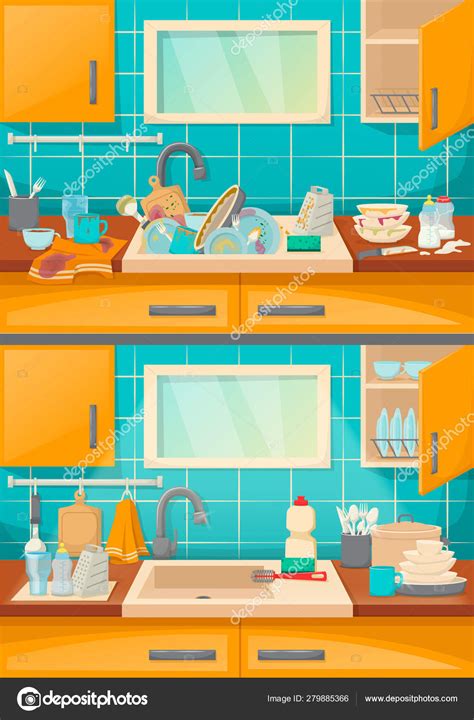 Clean Kitchen Cartoon