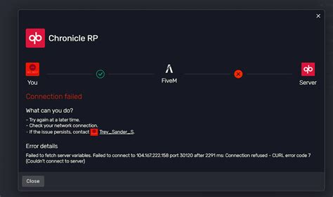 Failed To Fetch Server Variables Failed To Connect To Port After Ms