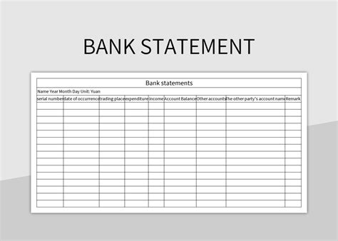 Bank Statement Template For Excel