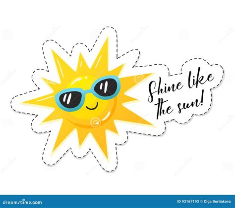Bright Sun Sticker Stock Vector Illustration Of Graphic 93167193