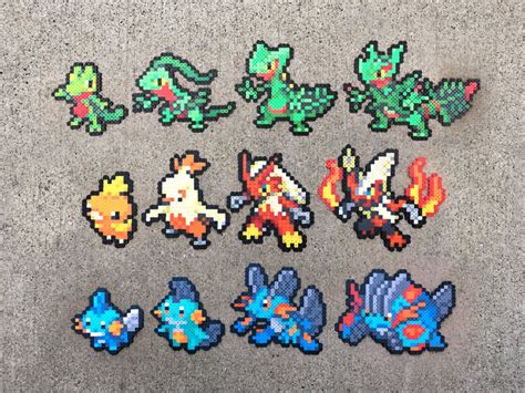 Gen 3 Hoenn Starters Treecko Grovyle Sceptile Torchic Combusken Blaziken Mudkip Marshtomp
