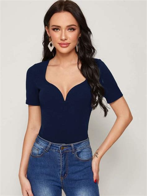 Shein Privé Sweetheart Neck Form Fitted Top Shein Uk