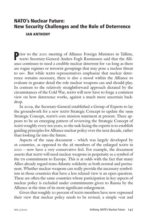 Pdf Natos Nuclear Future New Security Challenges And The Role Of Deterrence