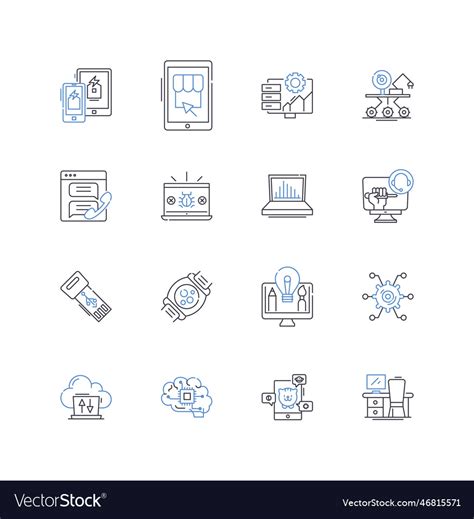 Robotics Computing Line Icons Collection Vector Image