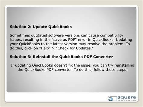 PPT QuickBooks Save As PDF Not Working Troubleshooting Solutions PowerPoint Presentation ID
