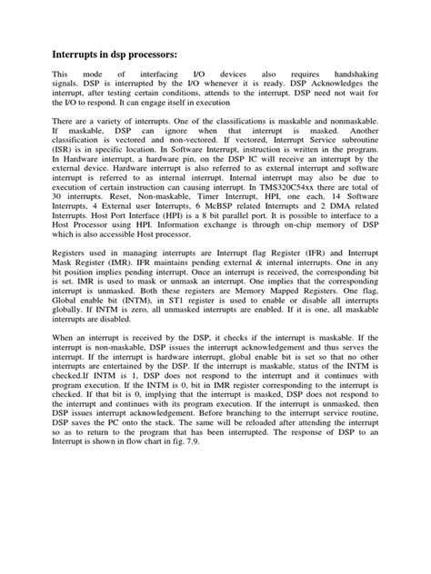 Interrupts In Dsp Pdf Digital Signal Processor Inputoutput