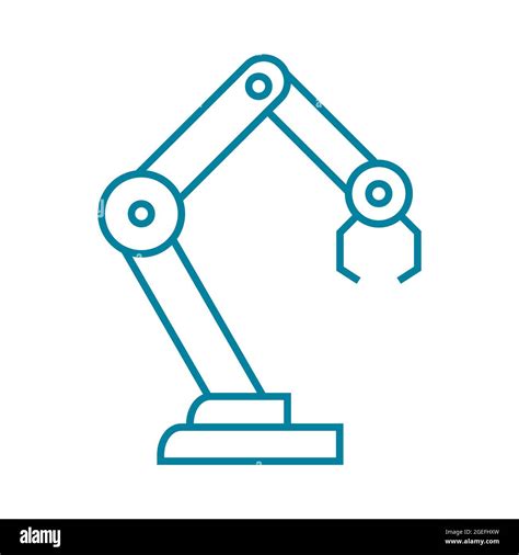 Blue Robotic Arm Line Icon Automation Process In Industry Innovation And Artificial