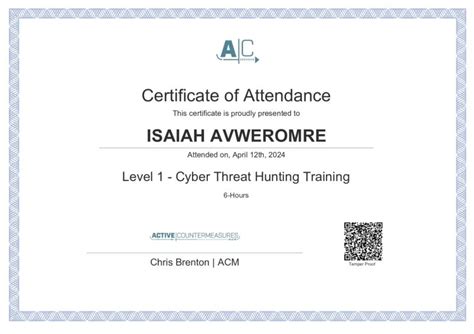 Attended Cyber Threat Hunting Training From Active Countermeasures Isaiah Avweromre Posted On