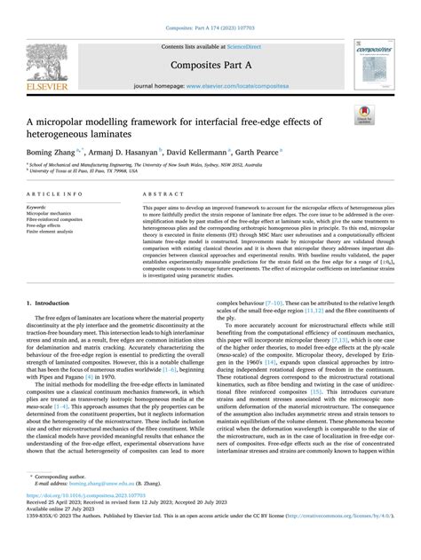 Pdf A Micropolar Modelling Framework For Interfacial Free Edge Effects Of Heterogeneous Laminates