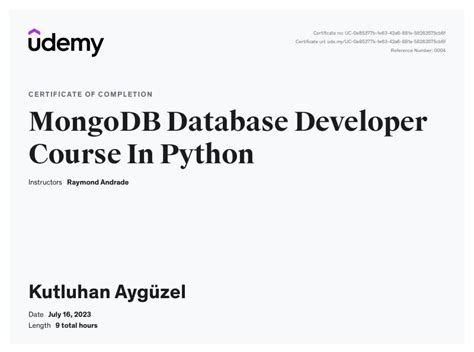 I Am Happy To Complete The Mongodb Database Developer Course In Python