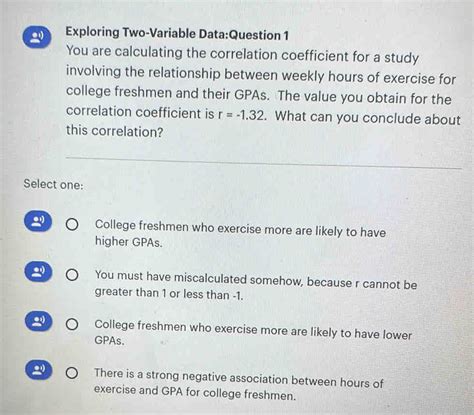 exploring two variable data question 1 you are calculating the