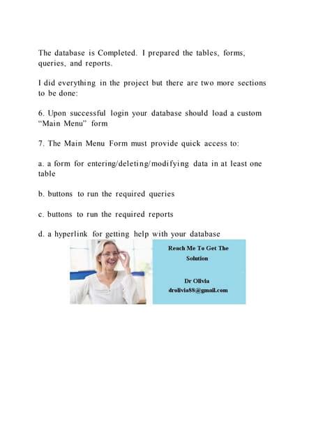 The Database Is Completed I Prepared The Tables Forms Queries An Pdf