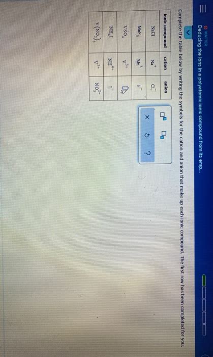 Solved Matter Deducing The Ions In A Polyatomic Ionic