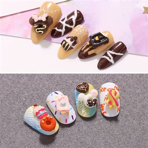 3d Ice Cream Strawberry Cake Nail Art Charmscute Resin Nail Art