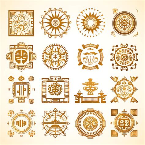 Premium Ai Image A Set Of Prosperity And Wealth Seal Gold Leaf Material Shimmering Gol