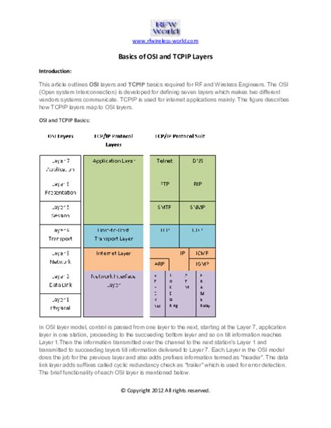 Pdf Tcpip And Osi Protocol Stack Basics