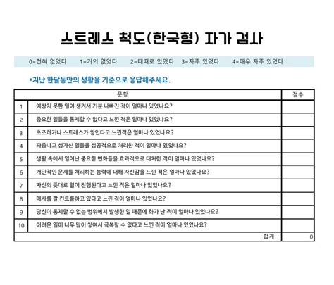 내 마음검진 1탄 스트레스척도 자가 검진 네이버 블로그