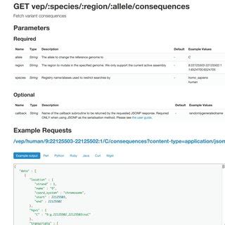 Usage And Example Output For The Ensembl Rest Server Fetch Variant Download Scientific Diagram