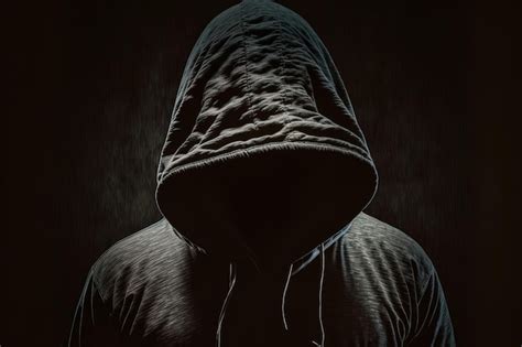 Premium AI Image Hacker Without Face In A Hood On Dark