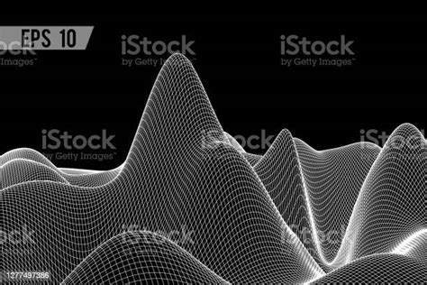 3d 연결 배경입니다 와이어프레임 지형 음악 이퀄라이저 개념 블록 체인 및 암호화 통화 기술 배경 벡터 일러스트레이션 3차원 형태에 대한 스톡 벡터 아트 및 기타 이미지