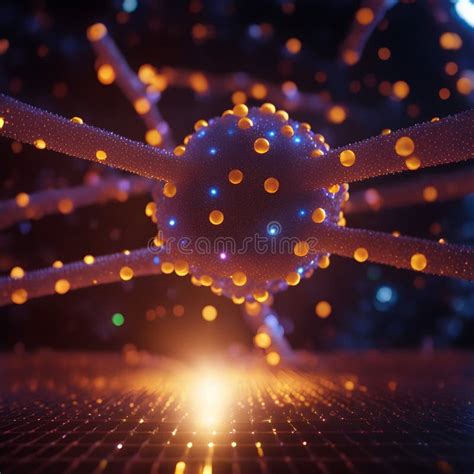 A Large Colorful Quantum Biology Cell Structure Stock Illustration