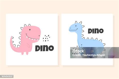 플랫 스칸디나비아 스타일의 귀여운 유치한 공룡 프린트 공룡과 글자가 있는 포스터 개체 그룹에 대한 스톡 벡터 아트 및 기타 이미지 개체 그룹 고대의 공룡 Istock