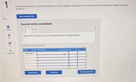 Solved Prepare The December 31 Year End Adjusting Entry For