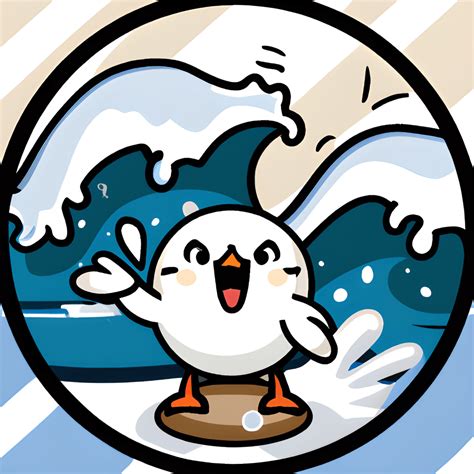 Chibi Seagull On Waves · Creative Fabrica