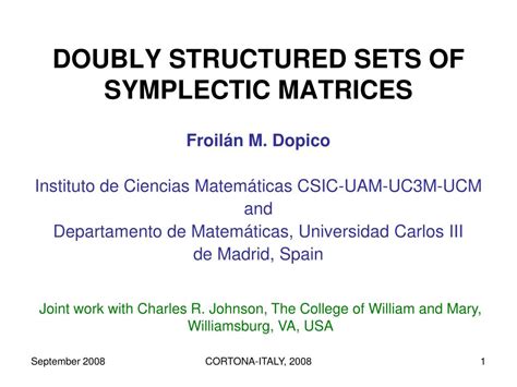 Ppt Exploring Structured Symplectic Matrices Parametrization And