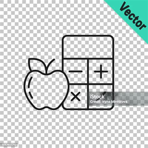 검은 선 칼로리 계산기 아이콘은 투명한 배경에 격리되어 있습니다 칼로리 계산 다이어트 체중 감량 부분 제어 건강한 식생활 식이 영양 벡터 0명에 대한 스톡 벡터 아트 및