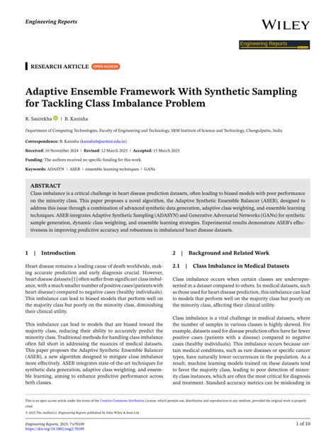Pdf Adaptive Ensemble Framework With Synthetic Sampling For Tackling Class Imbalance Problem