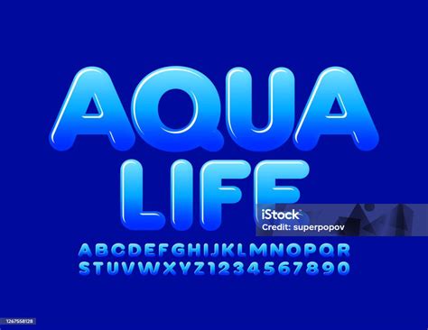 벡터 광택 기호 아쿠아 라이프 와 블루 알파벳 문자 및 숫자 0명에 대한 스톡 벡터 아트 및 기타 이미지 0명 개념 게 Istock
